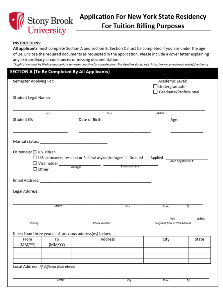 Application For New York State Residency 2022 | PDF | Government And ...