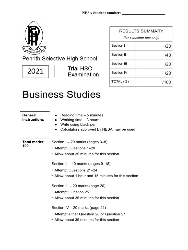 Penrith 2021 Business Studies Trials & Solutions | PDF | Equity ...