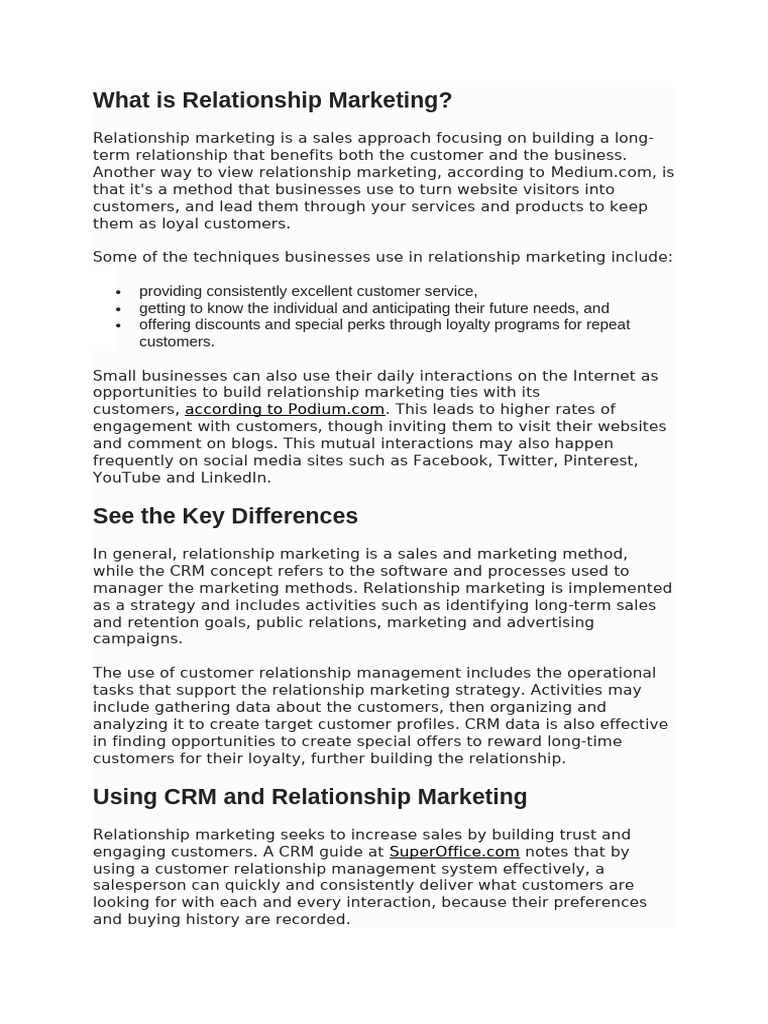 What Is Relationship Marketing | PDF | Customer Relationship Management ...