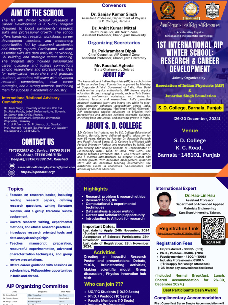 1st International AIP Winter School Research & Career Development ...