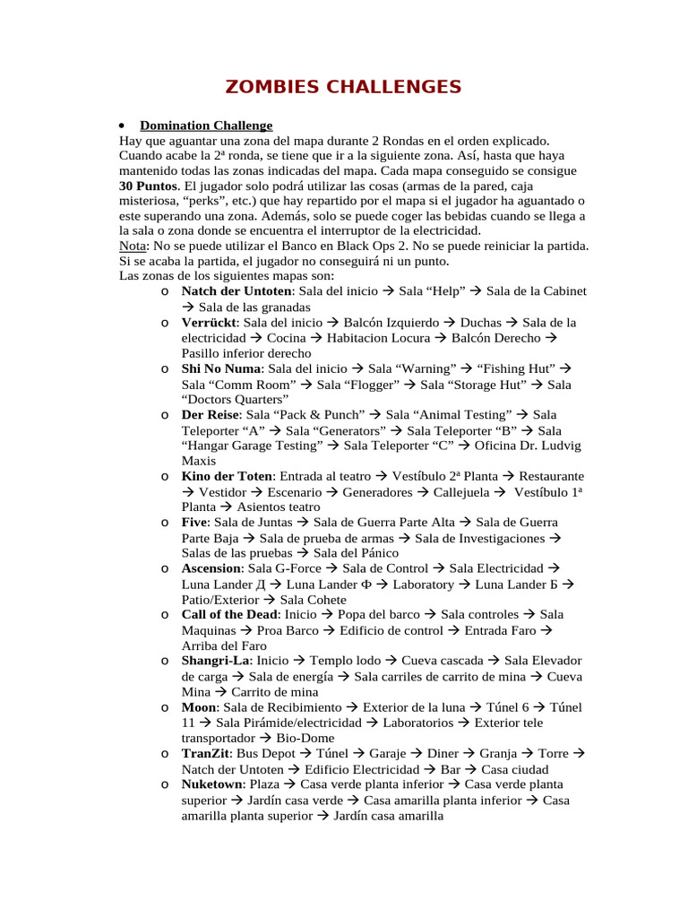 Call of Duty - Zombies Challenges | PDF | Armas de fuego | Armas de ...