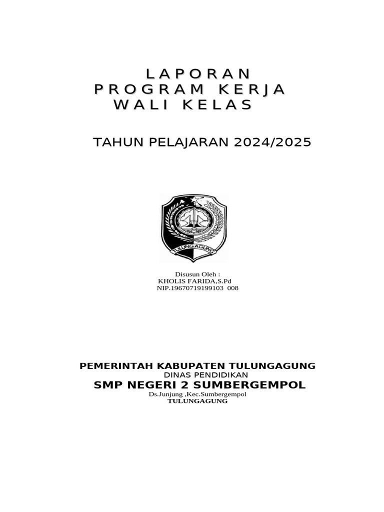 Program Kerja Wali Kelas 2024-20258E | PDF