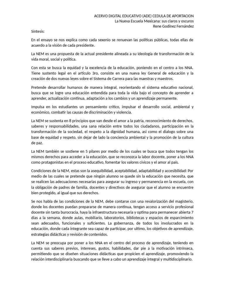 Síntesis | PDF | Aprendizaje | Enseñando