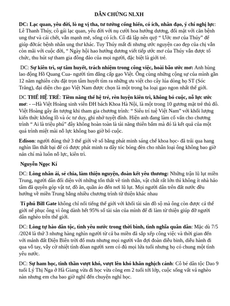 DẪN CHỨNG NLXH | PDF