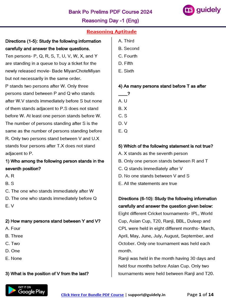 Bank Po Prelims Day - 1 e 170169420211 | PDF | Interest | Compound Interest