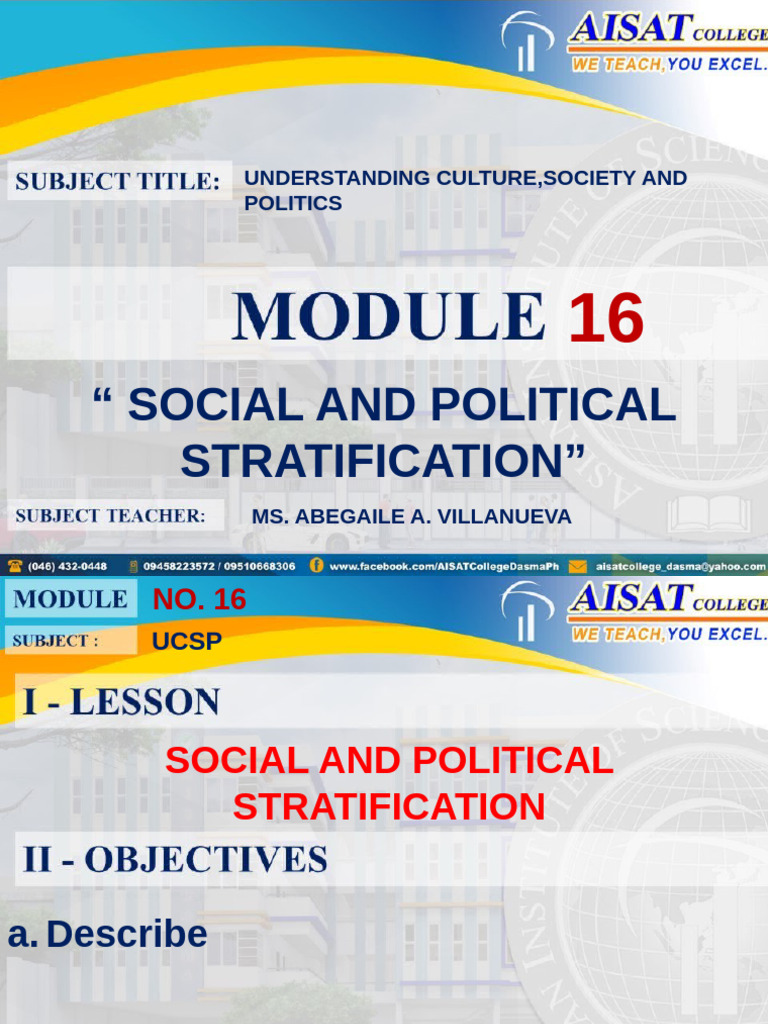 Aav Module 16 PPT Ucsp11 | PDF | Social Stratification | Social Mobility