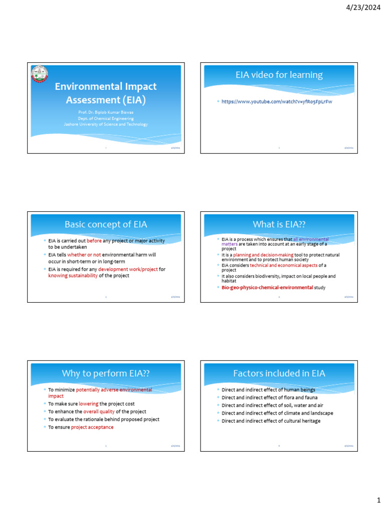 Environmental Impact Assessment (EIA) : EIA Video For Learning | PDF ...
