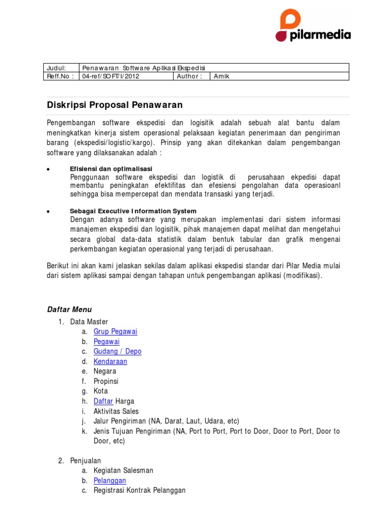 Proposal Software Ekspedisi Dan Software Logistik | PDF | Bisnis