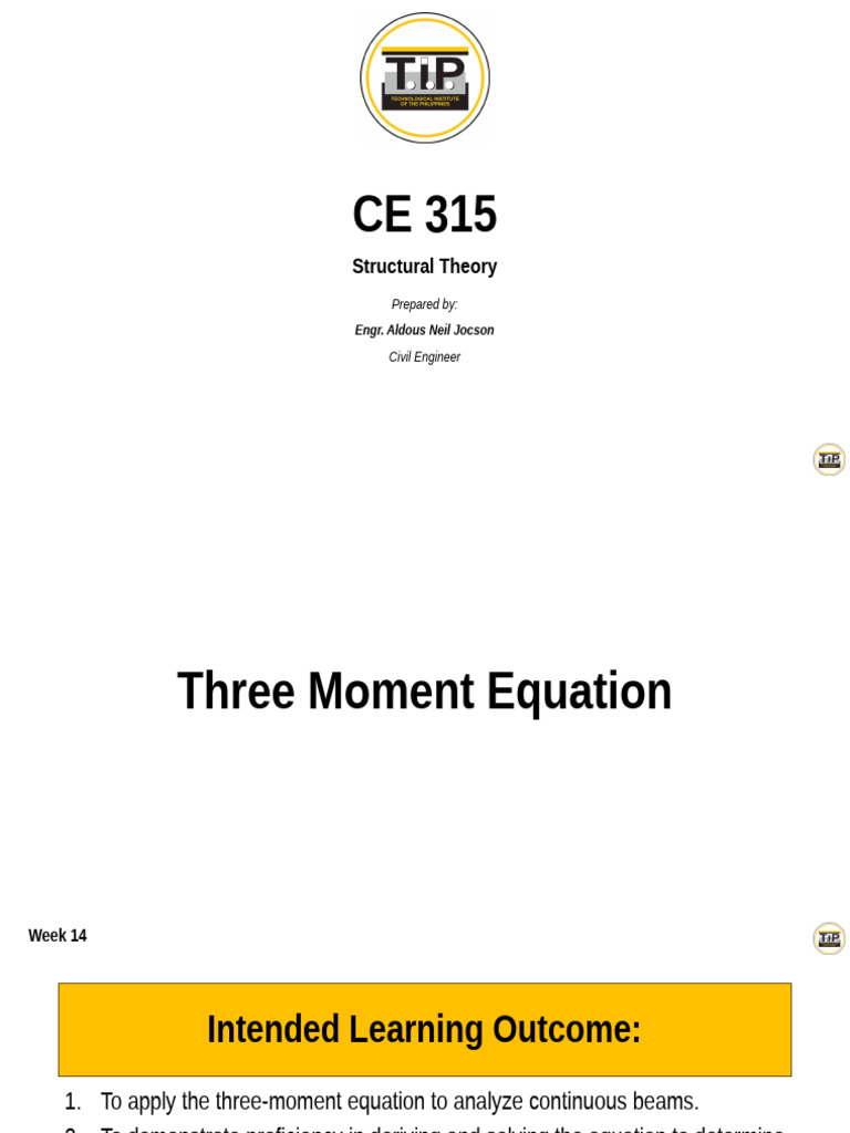 Week 14 Three Moment Equation | PDF | Beam (Structure) | Solid Mechanics