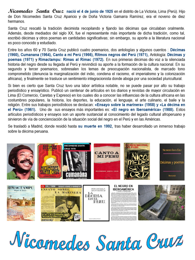 Biografía de Nicomedes Santa Cruz | PDF