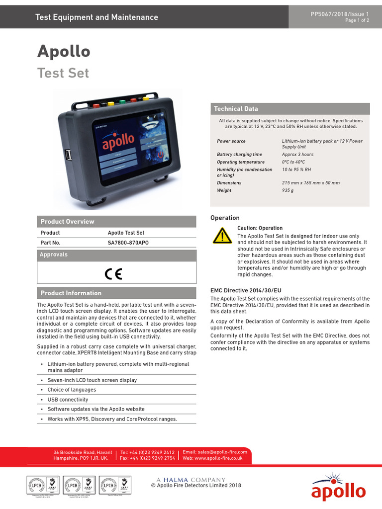 Apollo Test Set Overview PP5067 | PDF | Battery Charger | Usb