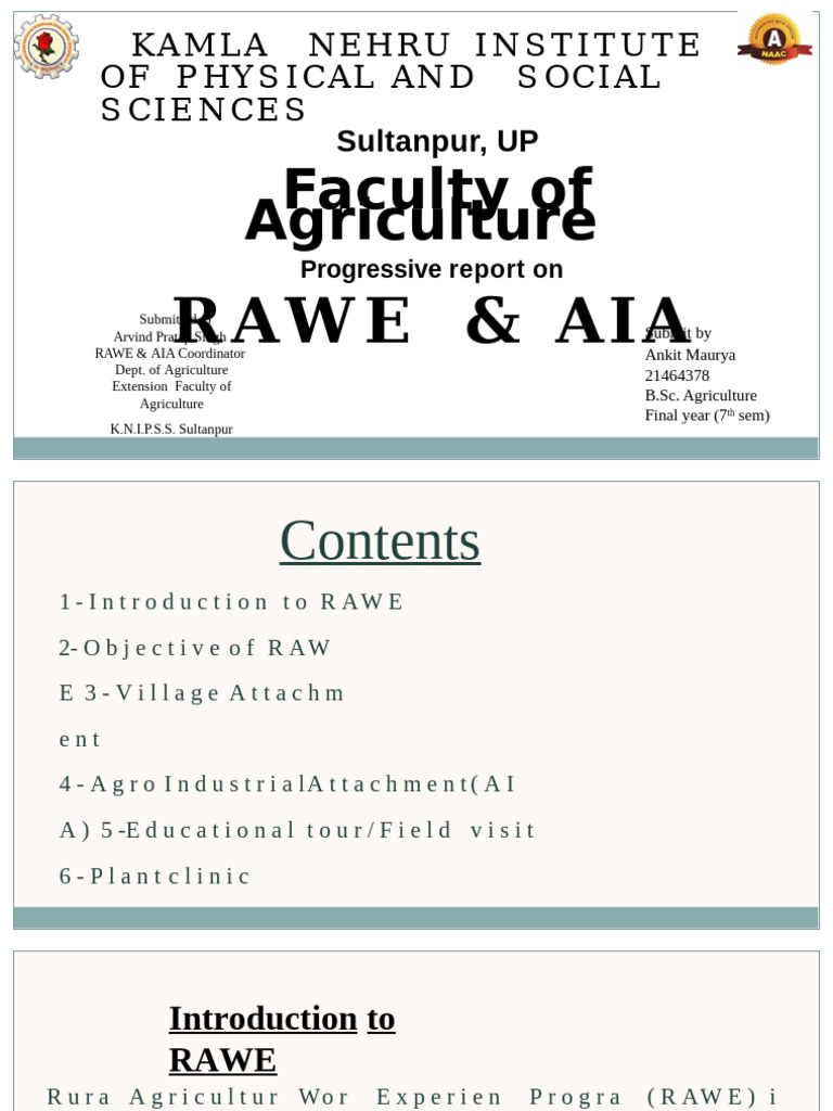 RAWE & AIA Progressive Report | PDF | Soil | Fertilizer