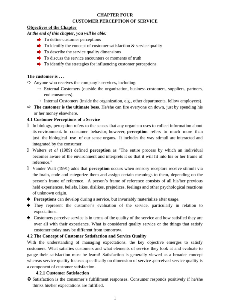 Chapter Four | PDF | Contentment | Customer Satisfaction