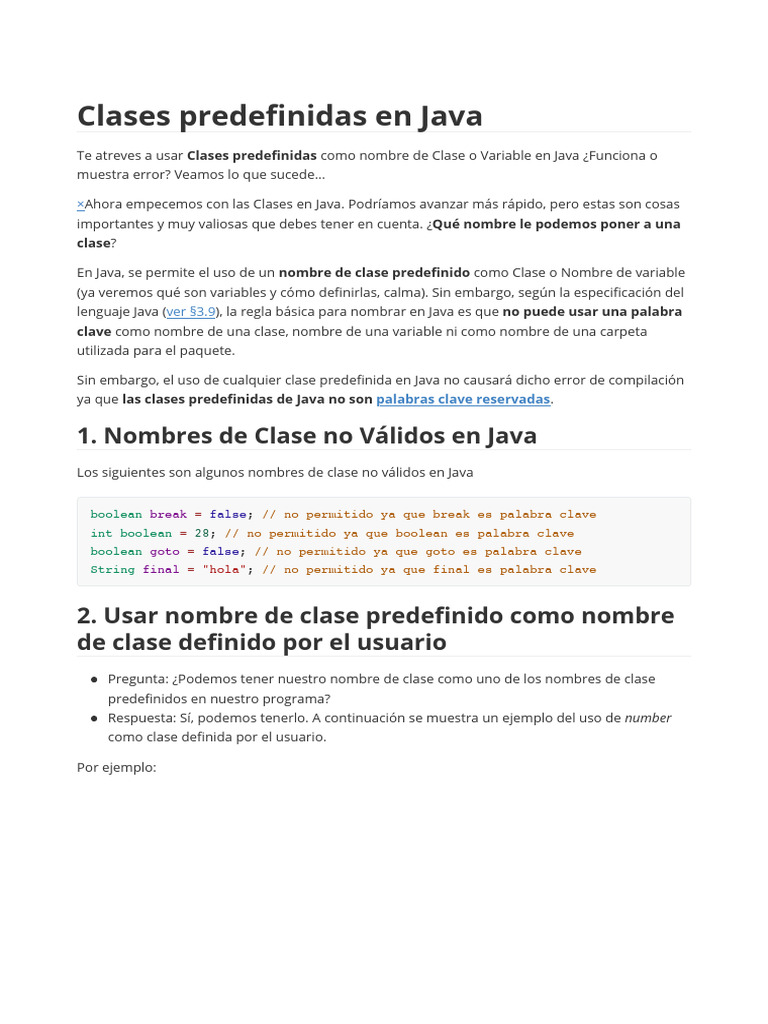 01 - Clases Predefinidas en Java | PDF | Java (lenguaje de programación) | Paradigmas de ...