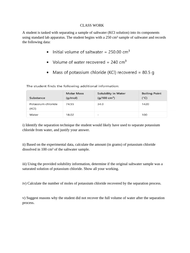 Class Work | PDF | Science & Mathematics