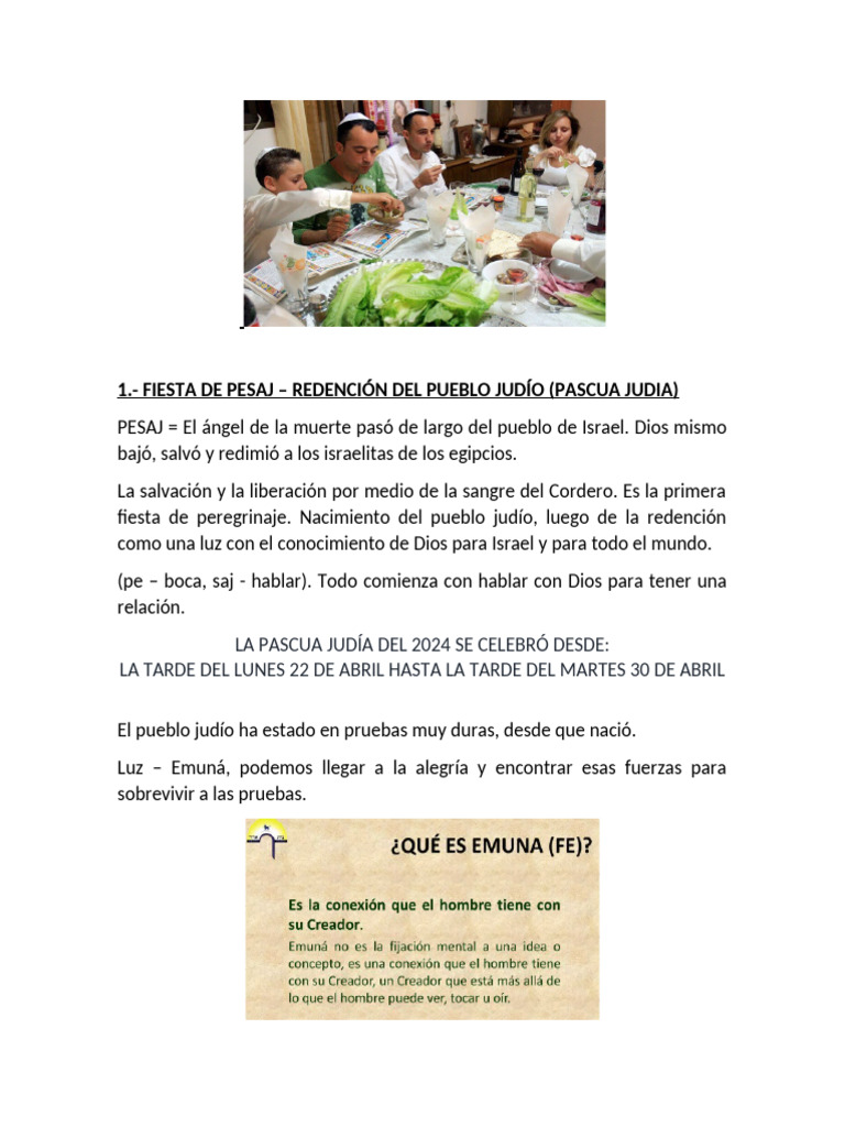 Fiesta de Pesaj: Significado y Celebración | PDF | Pascua | Judios y ...