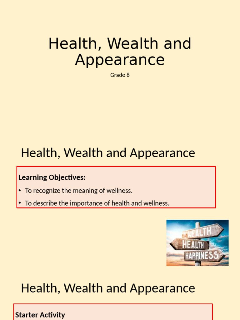 Health, Wealth and Appearance | PDF