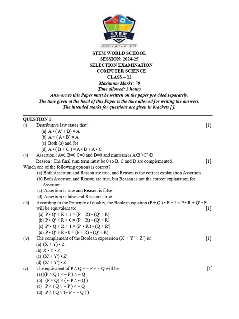 Class 12 Selection 24 25 Pdf Integer Computer Science Constructor Object Oriented 5001