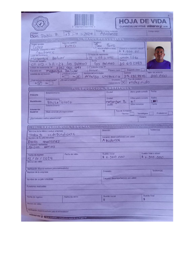 Jhon Jairo Lopez Pintpo - San Pablo Ayudante | PDF