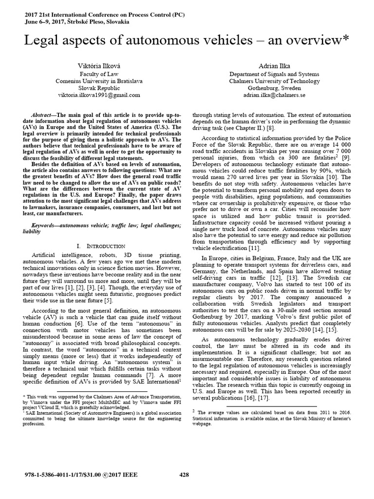 9 Legal Aspects of AV 2 | PDF | National Highway Traffic Safety ...