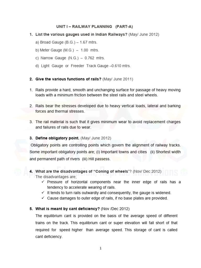 Railway Notes 1 | PDF | Surveying | Transport Infrastructure