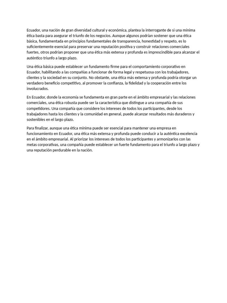 Ética Empresarial en Ecuador | PDF