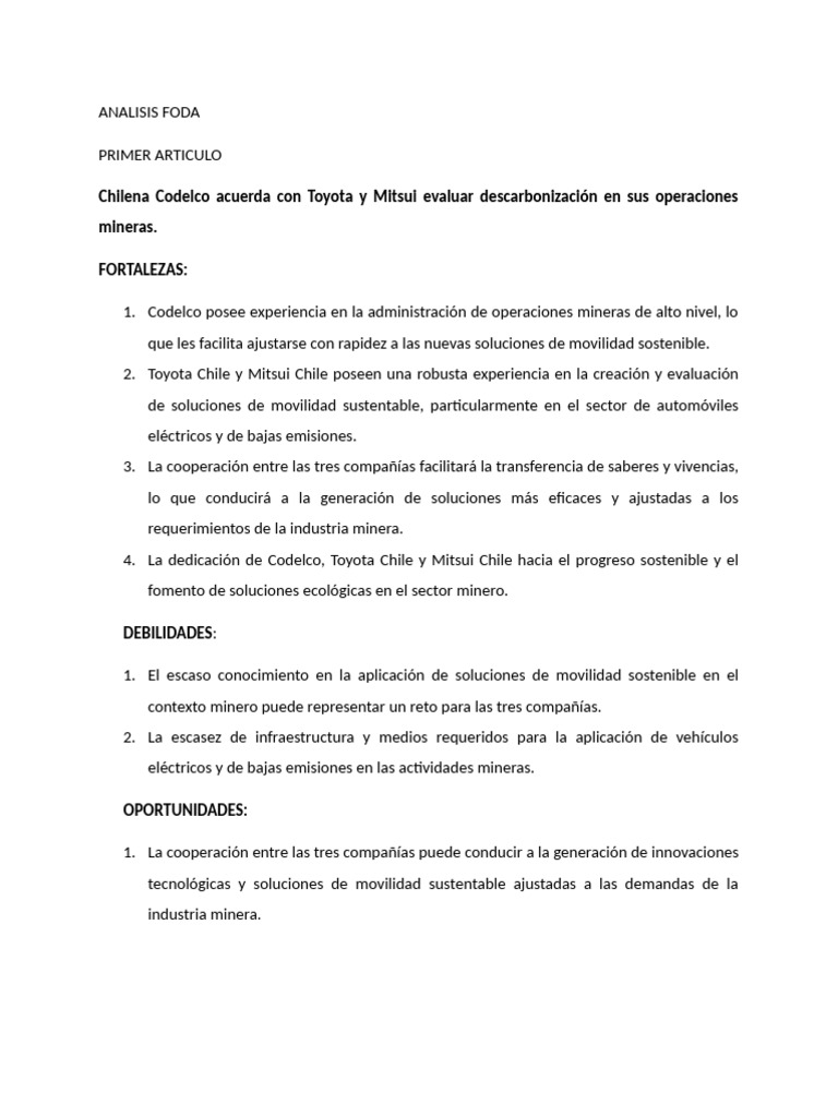 Analisis Foda Deber Admin Estrateg | PDF | Minería | Comercio electrónico