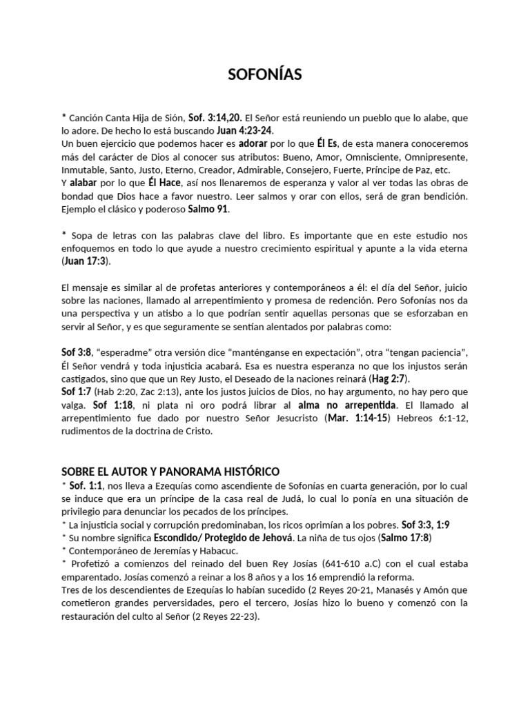 Anotaciones Libro Sofonias | PDF | Vida eterna (cristianismo) | Pecado