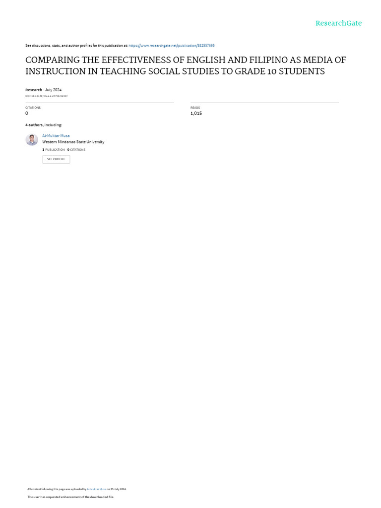 Filipino vs. English in Social Studies Teaching | PDF | Teachers ...