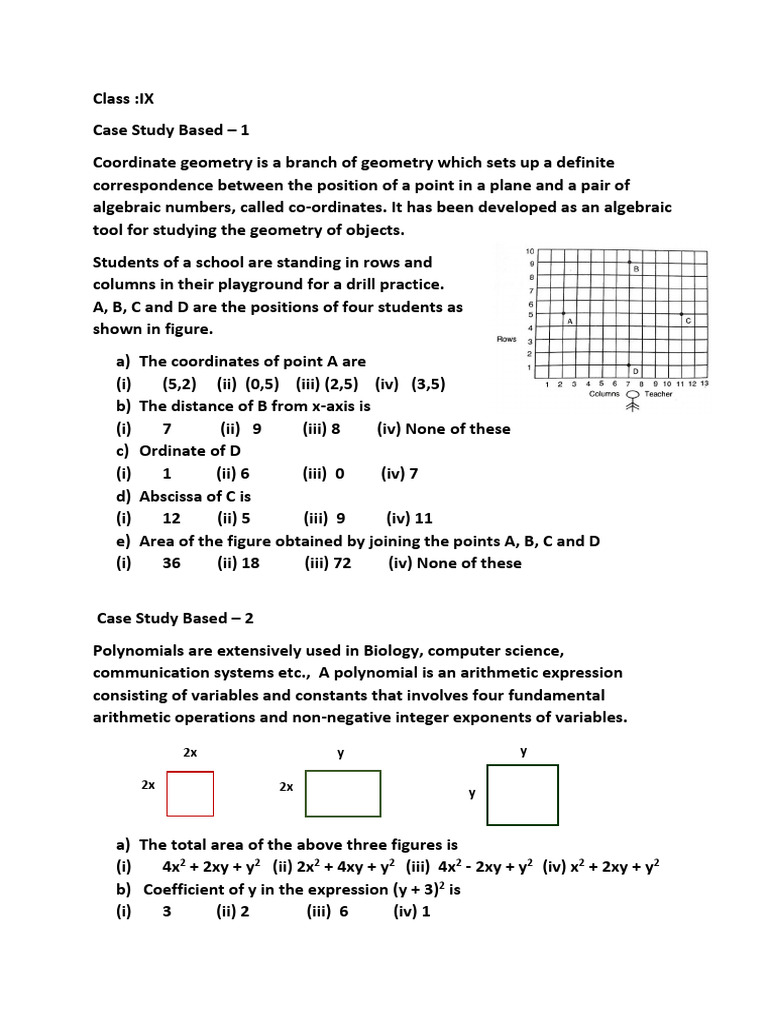 Ix Case Study Based | PDF | Polynomial | Variable (Mathematics)