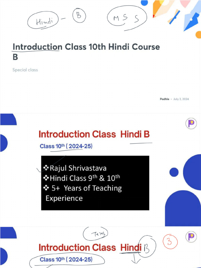 Introduction Class 10th Hindi Course B With Anno | PDF