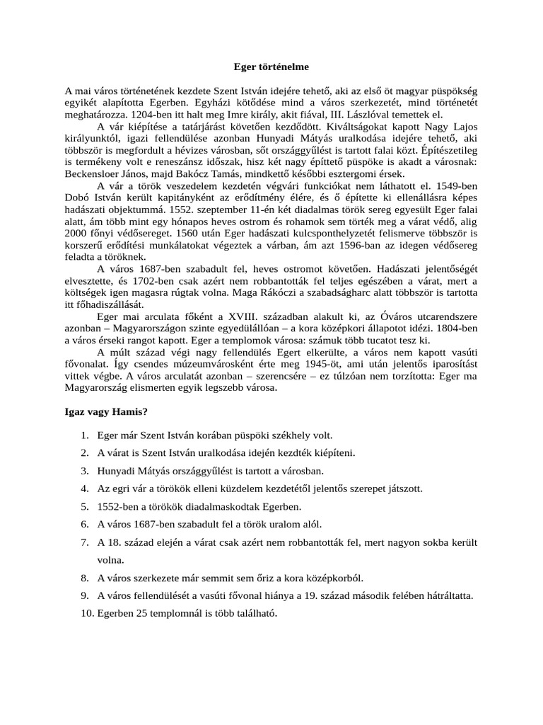 Eger Történelme | PDF