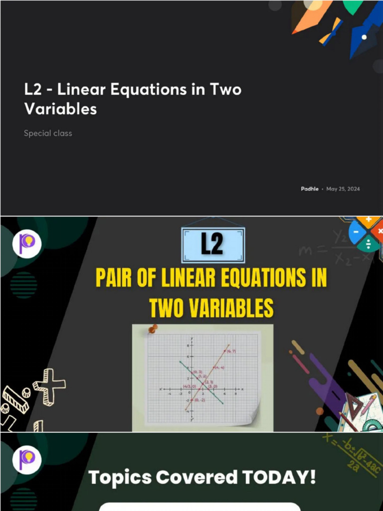 L2 Linear Equations in Two Variables No Anno | PDF