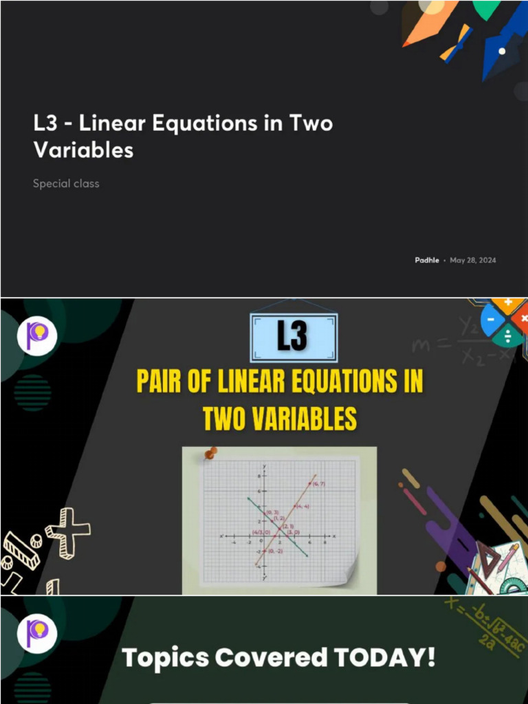 L3 Linear Equations in Two Variables No Anno | PDF