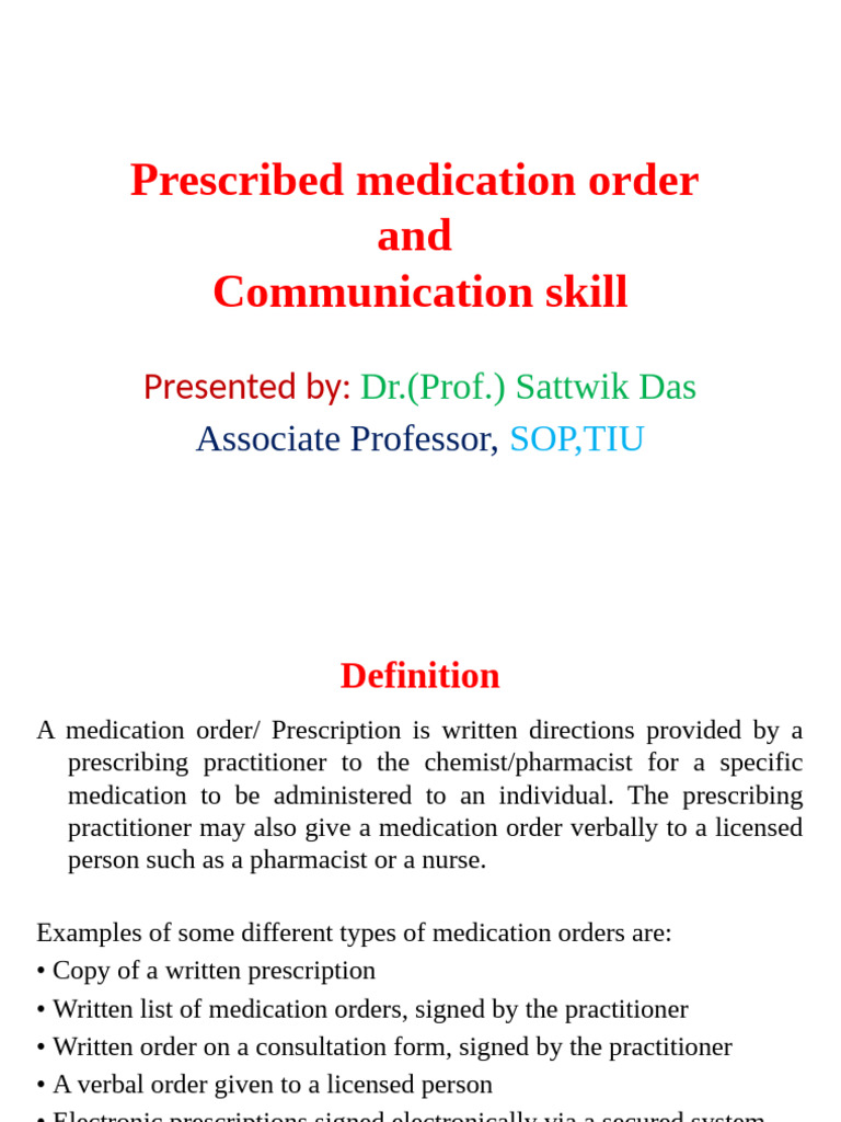 III.e.medication Order and Communication Skill | PDF | Medical ...