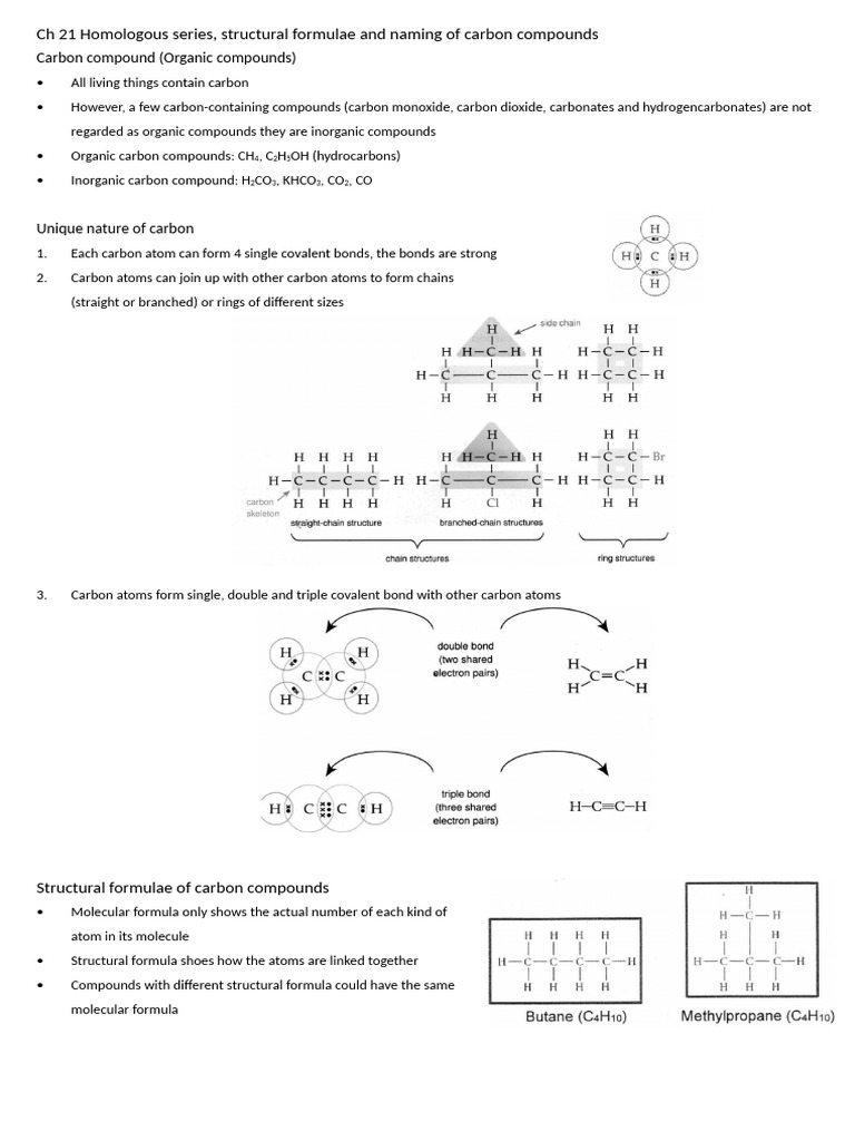 CH 21 Homologous Series | PDF | Alkane | Carboxylic Acid