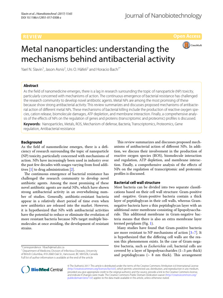 metal NPs - mechanisms behind antibacterial activity | PDF | Bacteria | Gram Positive Bacteria