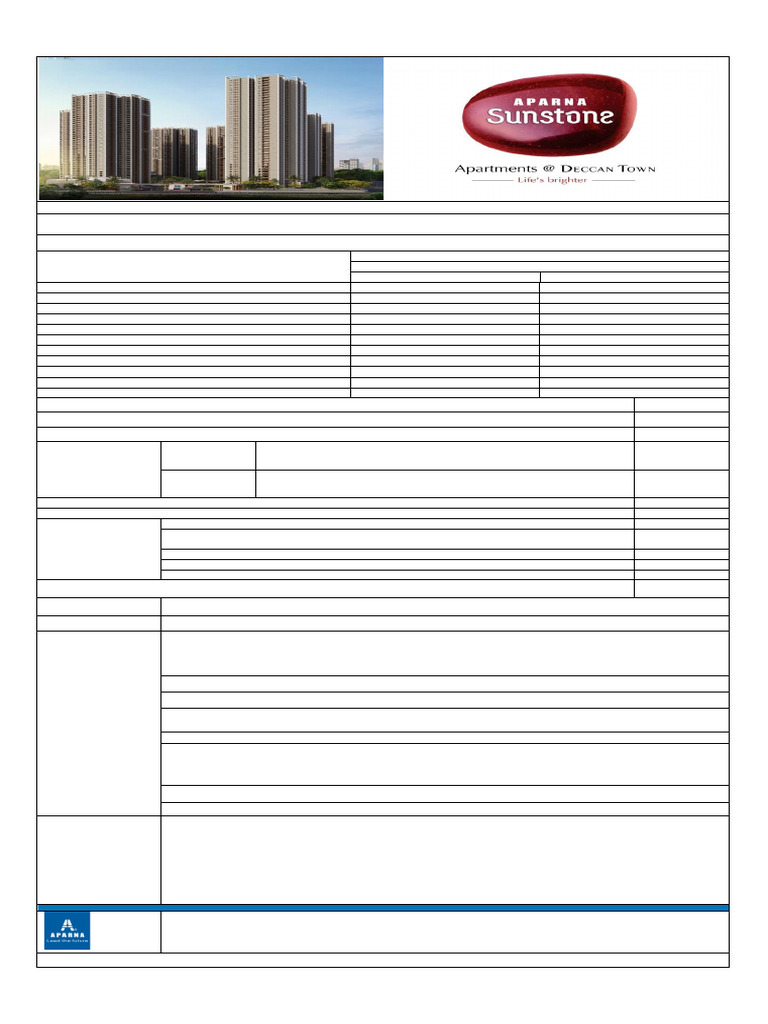 Aparna Sunstone Pricing and Details | PDF | Payments | Cheque