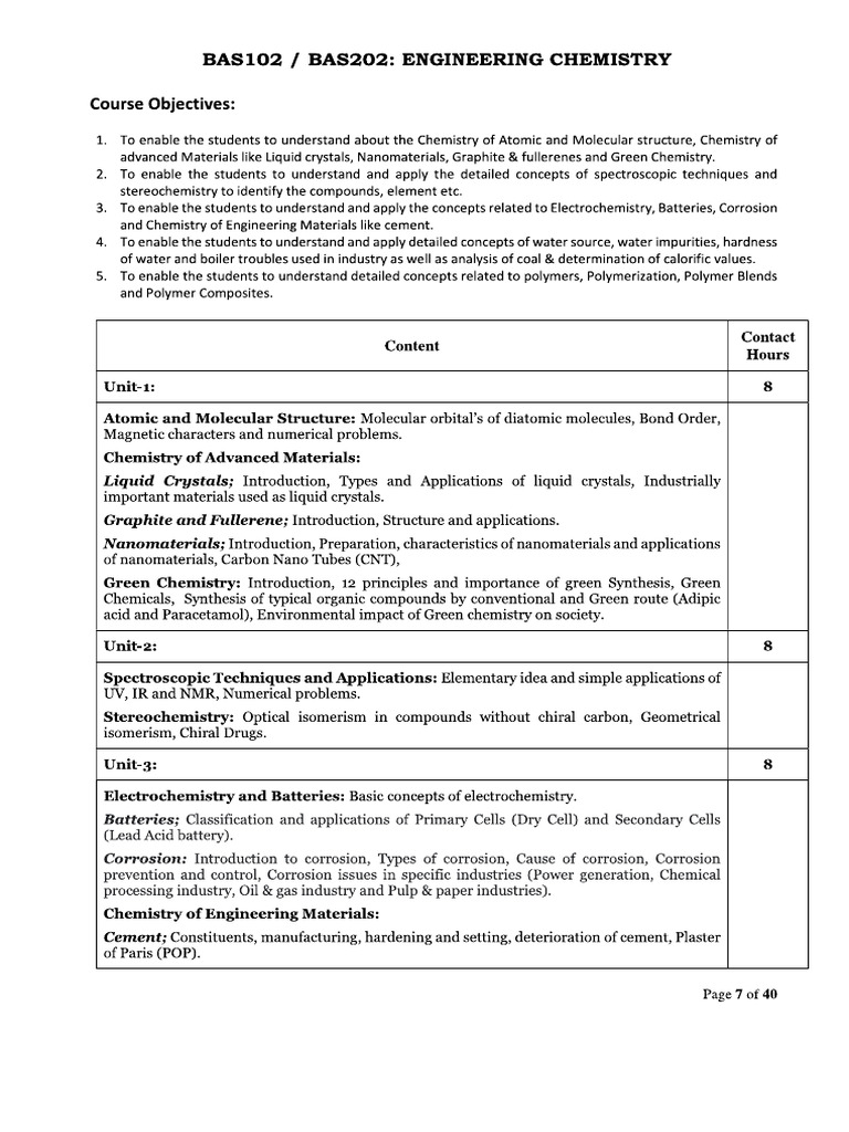 Chemistry Syllabus | PDF