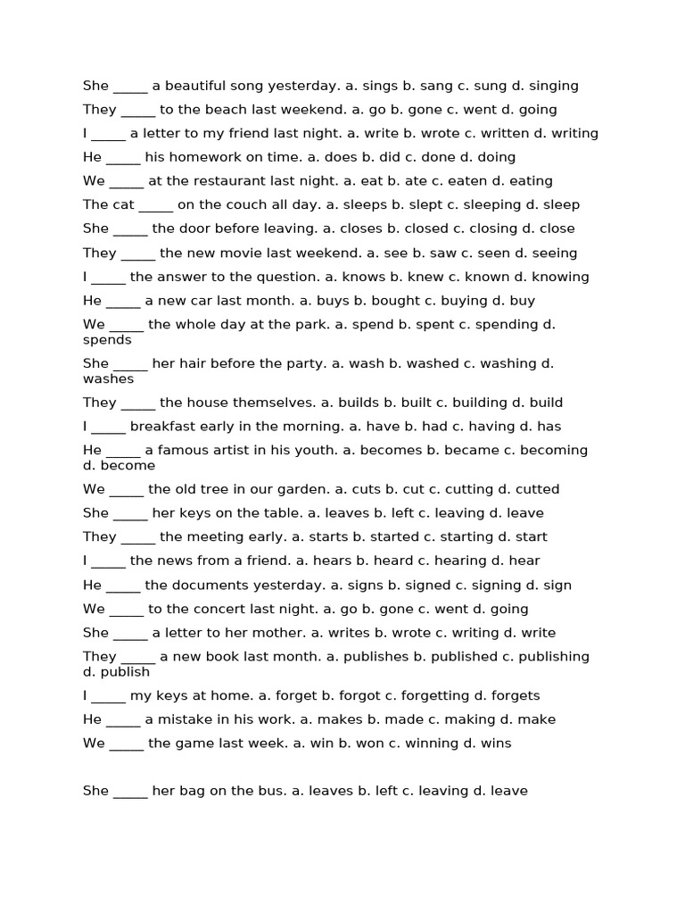 SOAL PAST SIMPLE TENSE | PDF