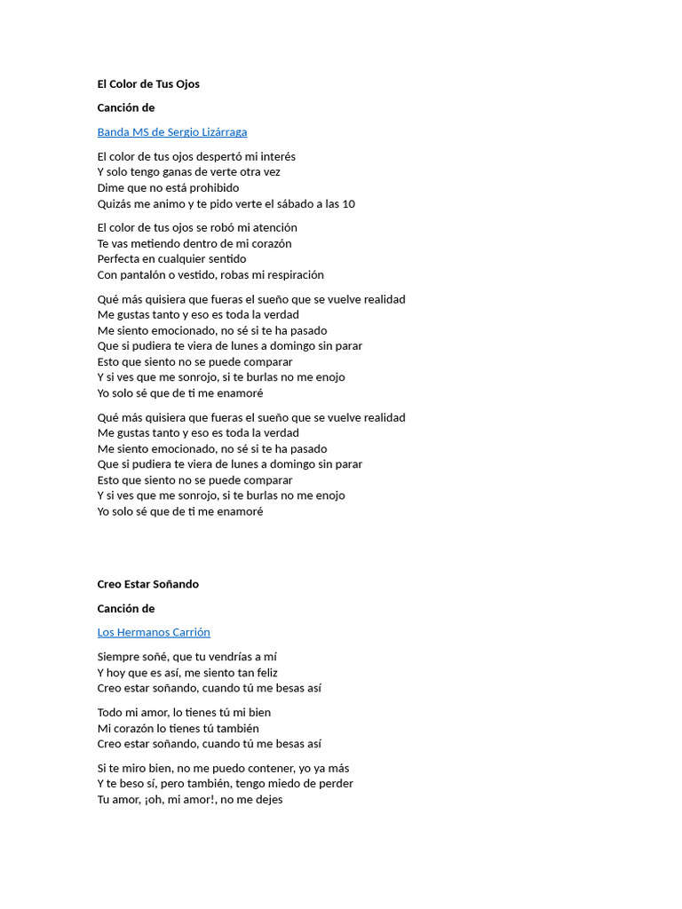 Letra Canciones | PDF