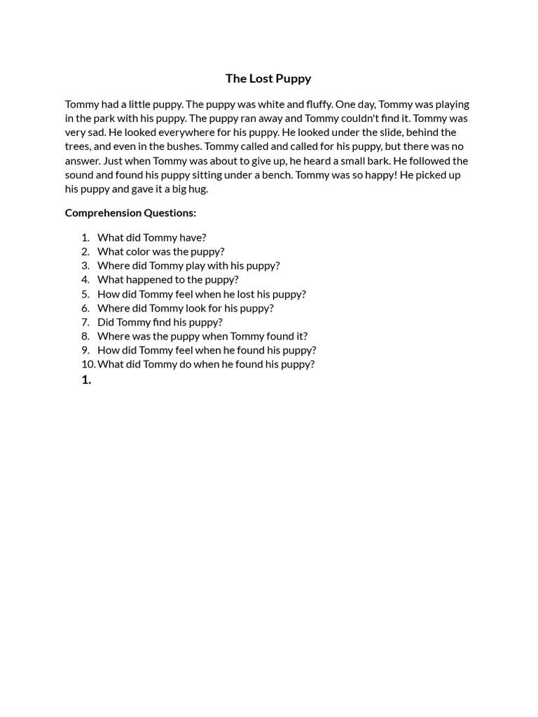 A1 - Reading Comprehension Worksheet | PDF