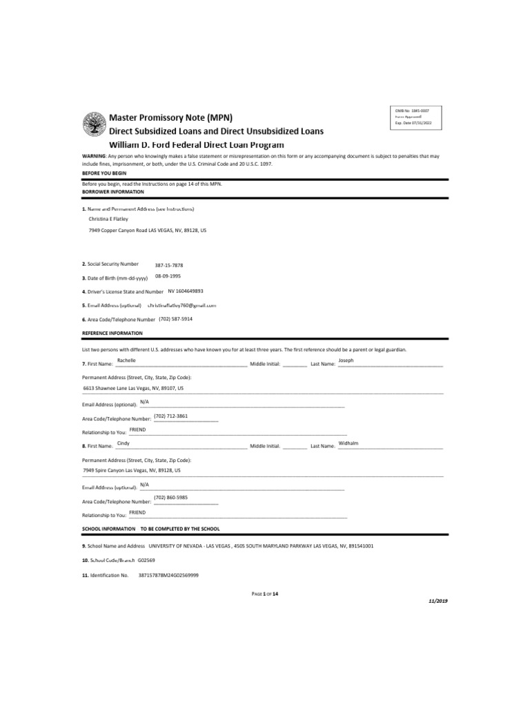 Master Promissory Note (MPN) 2023 - 2023120315451703238-1 | PDF | Loans ...