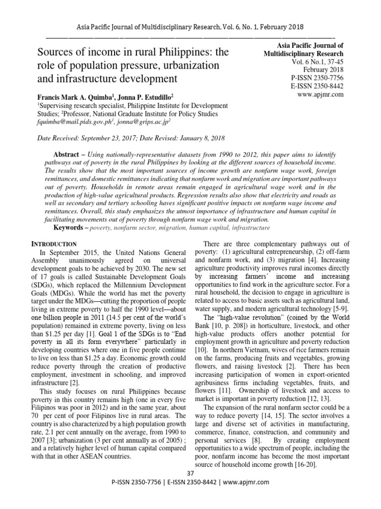 Sources of Income in Rural Philippines T | PDF | Agriculture | Poverty