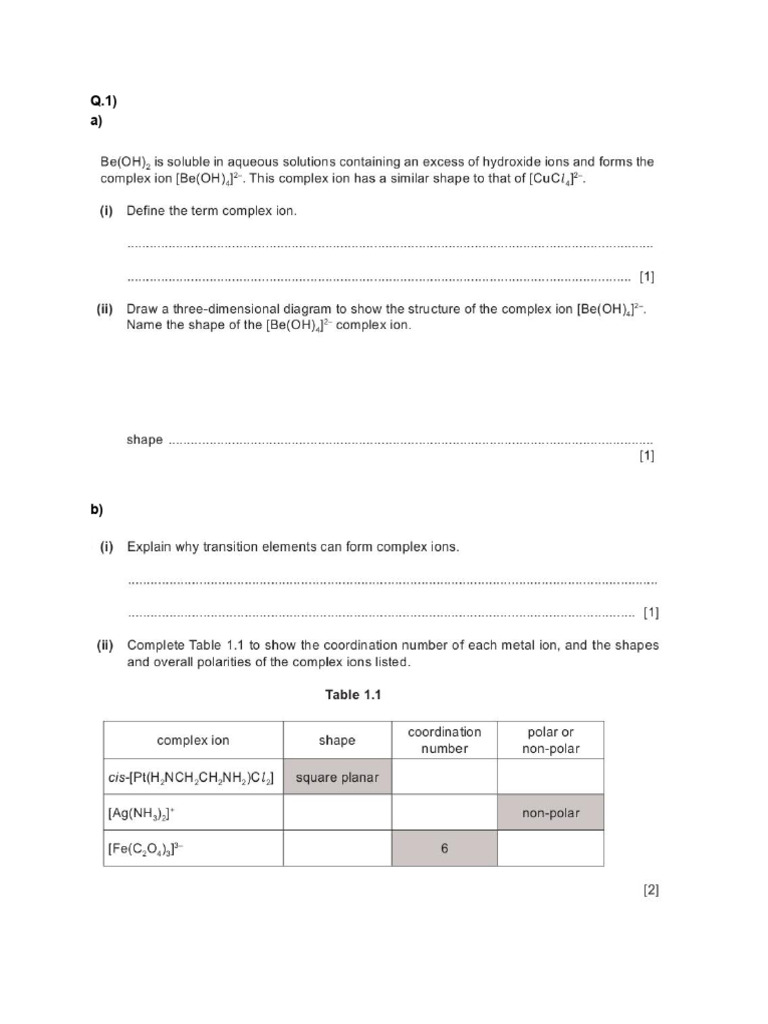 Transition Metals Test | PDF
