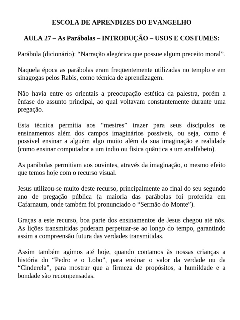 Entendendo as Parábolas de Jesus | PDF | Jesus | Parábolas de Jesus