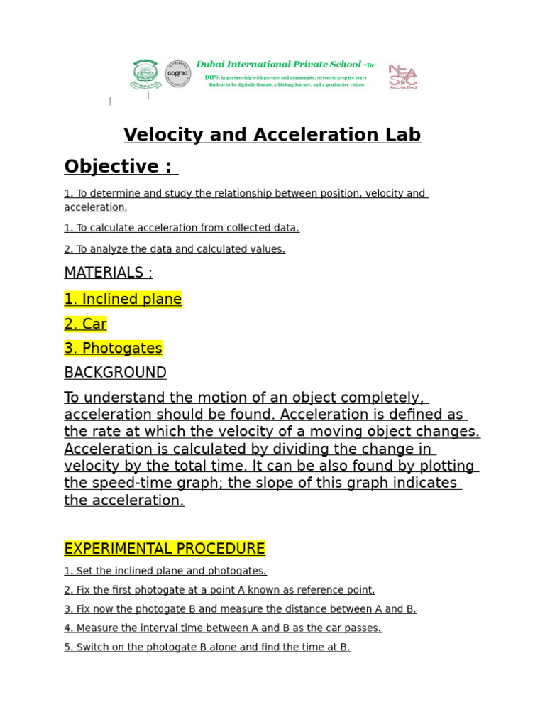 Acceleration Lab | PDF | Teaching Methods & Materials