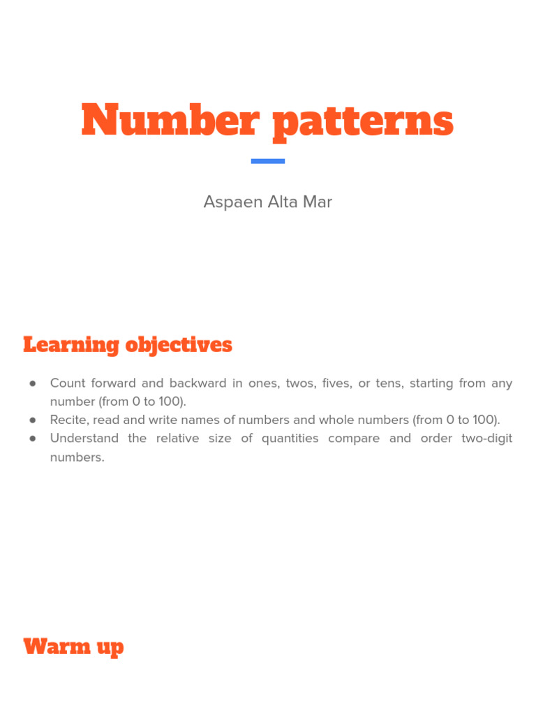 2°. September 4th and 6th. Number Patterns | PDF