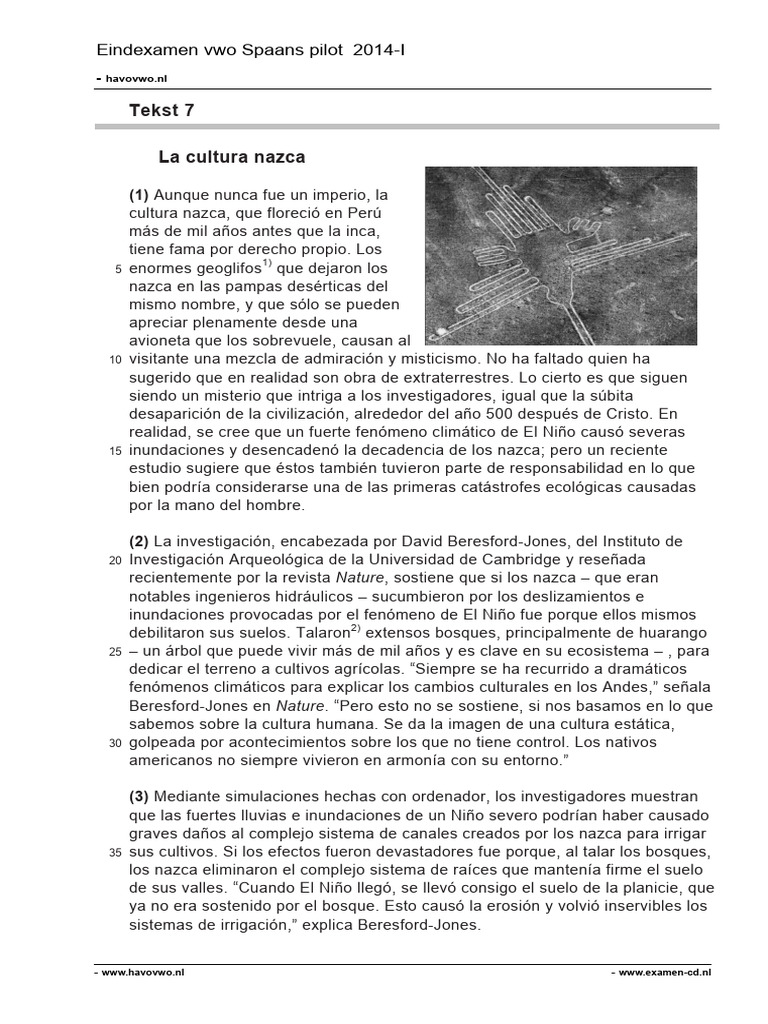 Control de Lectura 4 La Cultura Nazca | PDF | Los bosques | Deforestación
