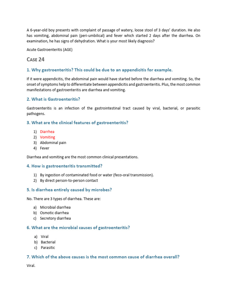 CASE 42 Acute Gastro-Enteritis | PDF | Salmonella | Diarrhea